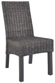 Jídelní židle 6 ks hnědé ratan kubu a mangovníkové dřevo - Default Title