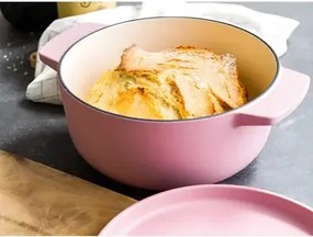 KitchenAid Litinový kastrol s poklicí růžová 22 cm / 3,3 l / litina /