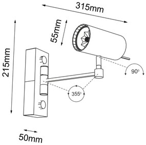 Shilo 2209 - Nástěnná lampička FUSSA 1xGU10/15W/230V černá
