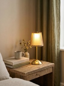 Sinsay - LED stolní lampa s žebrovaným stínidlem a zlatými prvky - hnědá