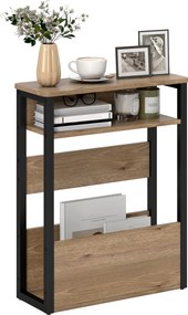 HOMCOM příruční stolek, noční stolek se dvoustupňovou odkládací plochou, zaoblené rohy, 46 d x 18 š x 58,5 v cm, ořech