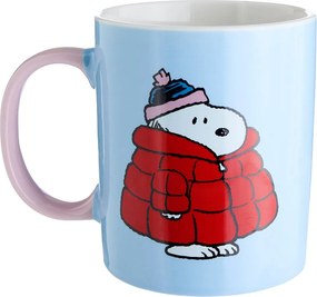 PEANUTS Hrnek Snoopy v kabátku 380 ml - sv. modrá