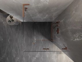 Mexen Lunar-F L, sklápěcí sprchový kout pravý 80 x 80 cm, 8mm čiré sklo, profil měděná matná, 836L-080-080-65-00-P