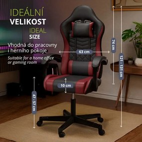 Herní a kancelářská židle k PC, černo-bordó