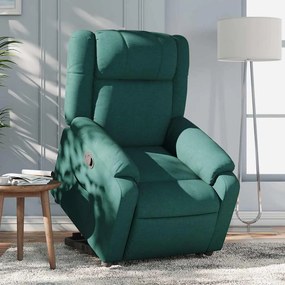Zvedací polohovací křeslo tmavě zelené textil 3205208