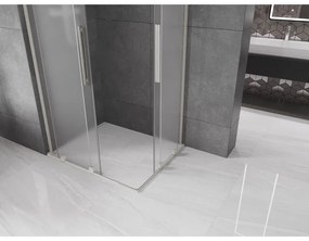 Mexen Velar L Duo, sprchový kout s posuvnými dveřmi 100 x 90 cm, 8mm sklo námraza, broušená ocel, 871-100-090-02-33-97