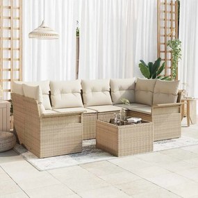Sada zahradních pohovek 7 pcs 6-Seater Béžová a krémová 3353930