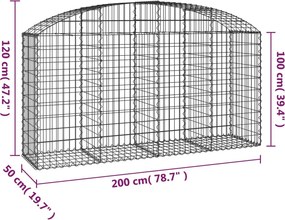 Klenutý gabionový koš 200 x 50 x 100/120 cm pozinkované železo 153475