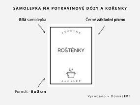 ROŠTĚNKY - omyvatelná samolepka na kořenky, výběr rozměrů Ø 5 cm / 5 x 5 cm / 6 x 8 cm | DomaLEP tvar: KOLEČKO, barva: BÍLÁ - ČERNÉ písmo, velikost: Ø 5 cm - tučné písmo
