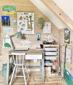 Dřevěný dětský psací stůl, rostoucí
