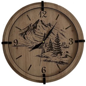 Li-Go "Hory" Dřevěné hodiny 32/50 cm Provedení rámu, povrchu: dub světlý, rozměr obrazu: 32 cm
