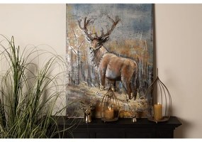 3D hnědý kovový obraz Iron Deer - 80*5*120 cm