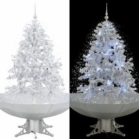 Sněžící vánoční stromeček s deštníkovým stojanem bílý 140 cm,  284334 HangarStore.cz