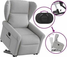 Elektrické zvedací polohovací křeslo obláčkově šedé textil 3303403