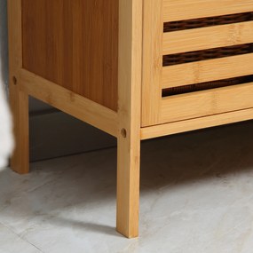 Kleankin skříňka pod umyvadlo z bambusu se 2 dveřmi pro koupelnu, 66x29x61,5 cm, přirodní