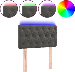 Čelo postele s LED tmavě šedé 80 x 7 x 78/88 cm samet 3121979