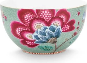 Pip Studio Blooming Tales miska Ø18 cm, modrá (Mísa z tenkostěnného porcelánu na salát nebo špagety)