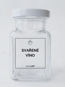 Samolepka na kořenky SVAŘENÉ VÍNO průhledná 5 × 5 cm tučné písmo