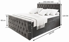 MSL Kontinentální čalouněná postel FONT (140 x 200 cm) Barva látky: CASABLANCA 08