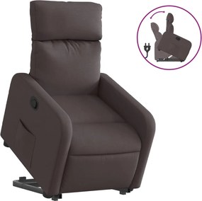 Zvedací polohovací křeslo tmavě hnědé textil 3206704