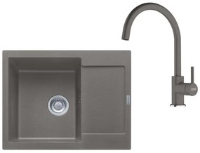 Franke - Kuchyňský set G275ŠK, fragranitový dřez MRG 611-62 a baterie FC 6018.084, šedý kámen 114.0700.793