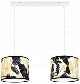 Závěsné svítidlo Gold Flowers, 2x bílé textilní stínítko s květinovým vzorem, (výběr ze 2 barev konstrukce)