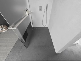 Mexen Kioto+ L, sprchová zástěna Walk-In s poličkou a věšákem 70 x 200 cm, 8mm čiré sklo-námraza, broušená ocel profil, 800-070-123-97-35