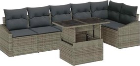 vidaXL Sada zahradních pohovek s polštářem s úložištěm 7 pcs Šedá [3357752]