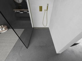 Mexen Kioto, sprchová zástěna Walk-In 120 x 200 cm, 8mm čiré sklo černý vzor, ​​zlatý matný profil, 800-120-101-55-70