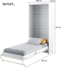 Výklopná postel 90 CONCEPT PRO CP-03P bílá lesk/bílá mat