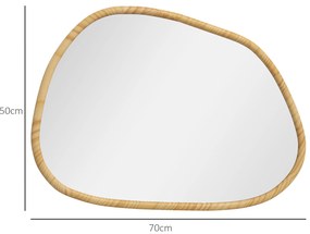 HOMCOM Asymetrické nástěnné zrcadlo 70x50cm koupelnové zrcadlo s dřevěným rámem, antioxidant, do koupelny, obývacího pokoje, předsíně a ložnice v pří…
