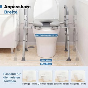 Costway Zvýšené WC sedátko s madly polstrované sedátko a hliníkový rám