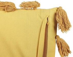 Sada 2 bavlněných polštářů se střapci 45 x 45 cm žluté LYNCHIS Beliani