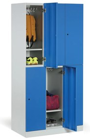 Šatní skříňka S1 s úložnými boxy, 6 boxů, 1850 x 900 x 500 mm, RFID zámek, zelené dveře