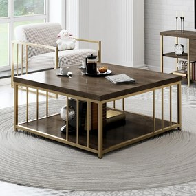 Konferenční stolek Zenn Walnut and Gold