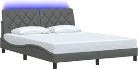 Rám postele s LED bez matrace Tmavě šedá 160x200 cm Látka 3310679