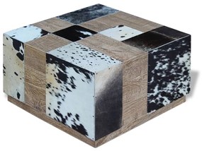 Konferenční stolek pravá kravská kůže 60x60x36 cm - Default Title