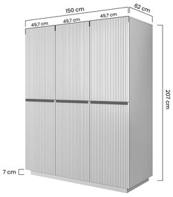 Skříň Nicole 150 cm - černý mat / černé úchytky