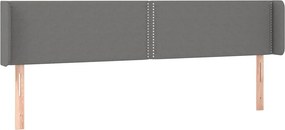 Čelo postele s LED tmavě šedé 183 x 16 x 78/88 cm textil 3123111