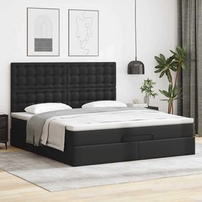 Osmanský rám postele s matrací černá 160x200cm umělá kůže 3313011
