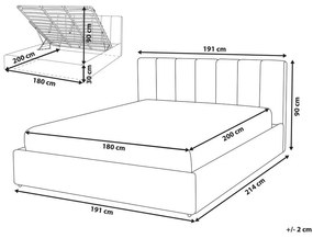 Postel s úložným boxem, čalouněné 180 x 200 cm, šedá DREUX Beliani