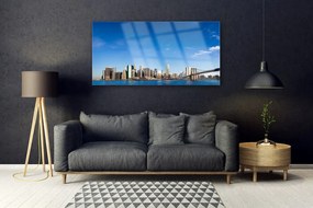 akrylový obraz Město Most Domy 120x60 cm
