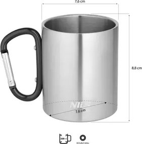 NILS Camp NC17110 Kempingový hrnek s karabinou 300ml černý