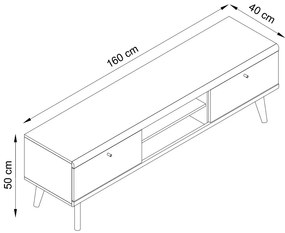 Televizní stolek 160 cm PAVLIS - dub riviera / bílý