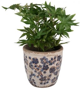 Keramický obal na květináč s modrými květy Blusia L - Ø 17*16cm