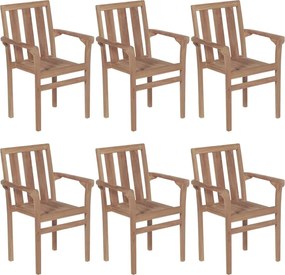 vidaXL Stohovatelné zahradní židle s poduškami 6 ks masivní teak [3073425] Barva: antracitová