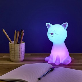 LED dětské noční světlo CATTY 19cm, bílá