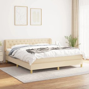 Box spring postel s matrací krémová 160x200 cm textil,  3127058
