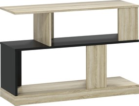 HOMCOM příruční stolek ve tvaru S, 3 úrovně odkládacích ploch, 90 x 30 x 61 cm, přírodní dřevěný vzhled, černý