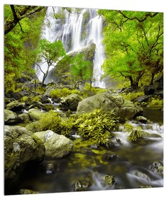 Obraz lesní krajiny s potokem (30x30 cm)